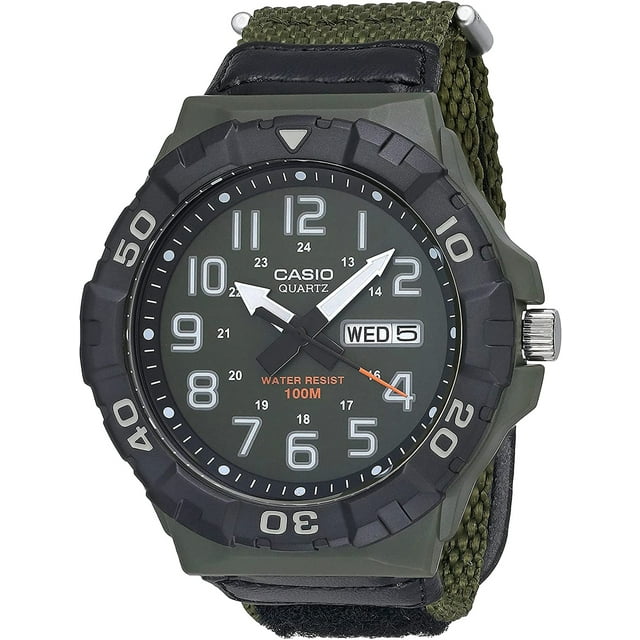 Casio Men's Large Dial Analog Sport Watch with Green Nylon Strap ...