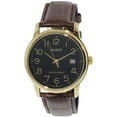 Casio Men's MTPV002GL-1B Gold Bezel Brown Leather Japanese Quartz ...