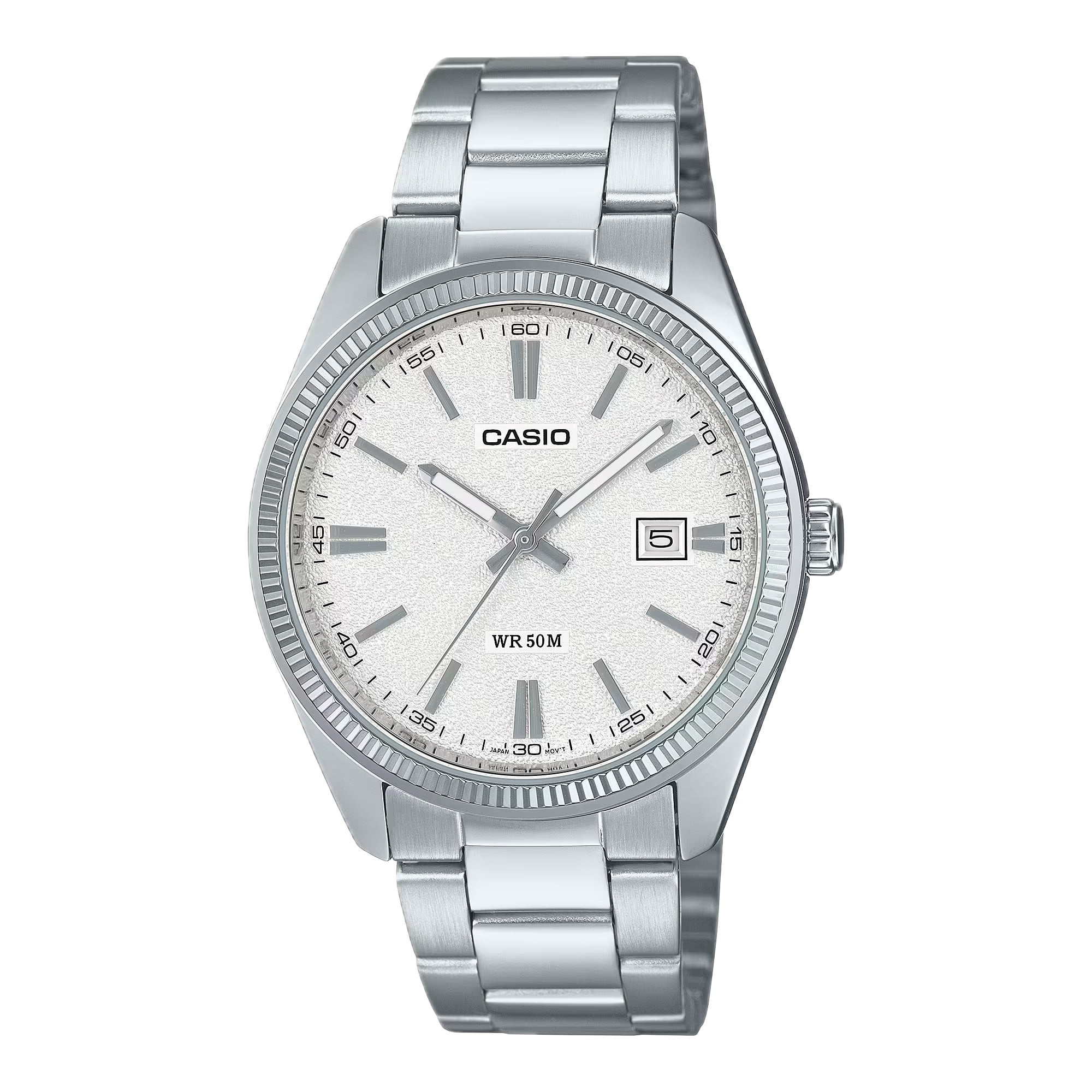 Casio Men’s Matte Silver Dial Stainless Steel Bracelet Watch - MTP ...