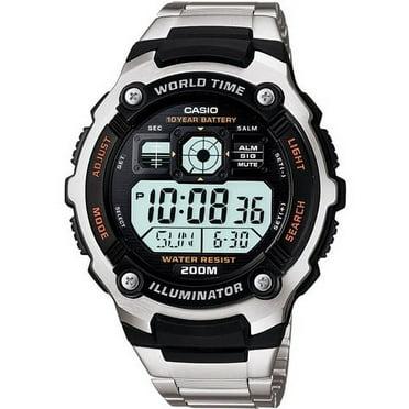 Casio Men's Multi-Function Alarms Digital Sport Watch, Black and Silver ...