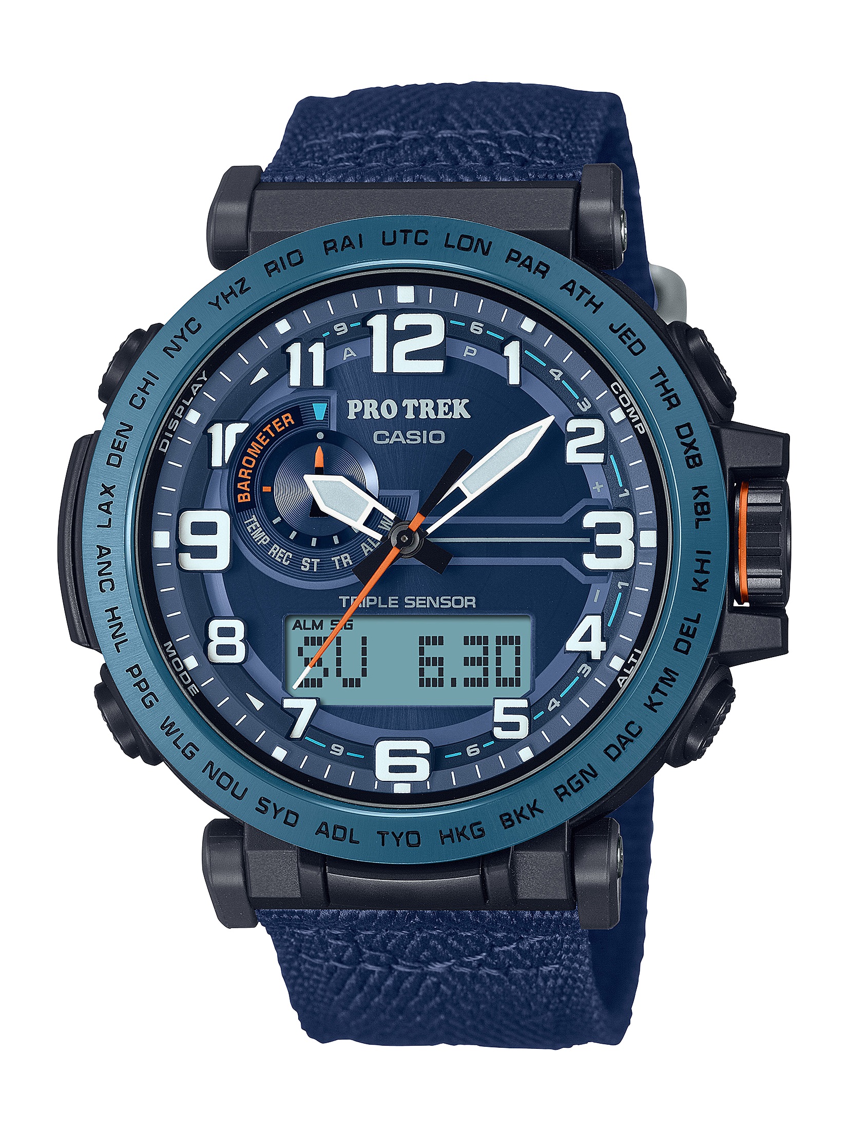 Casio Men's Pro Trek Tough Solar Triple Sensor Green Fabric Watch ...