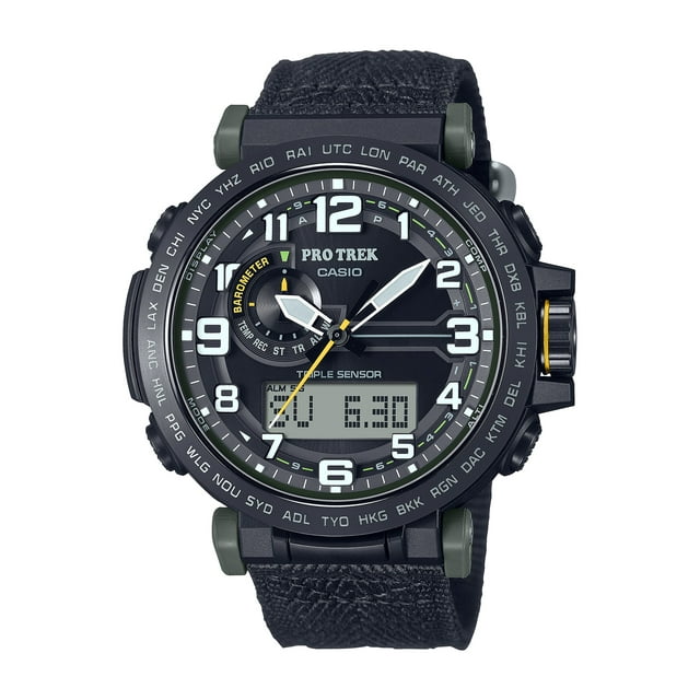 Casio Men's Pro Trek Triple-Sensor Solar Powered Cloth Strap Watch PRG601YB-3 - Walmart.com