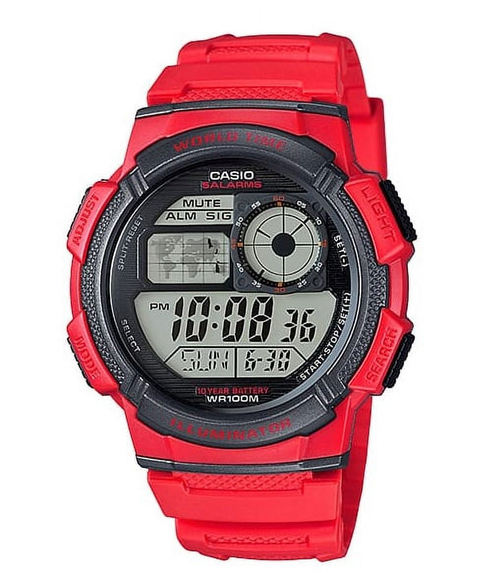 Casio Men's Red Resin Band Digital Watch AE-1000W-4AV - Walmart.com