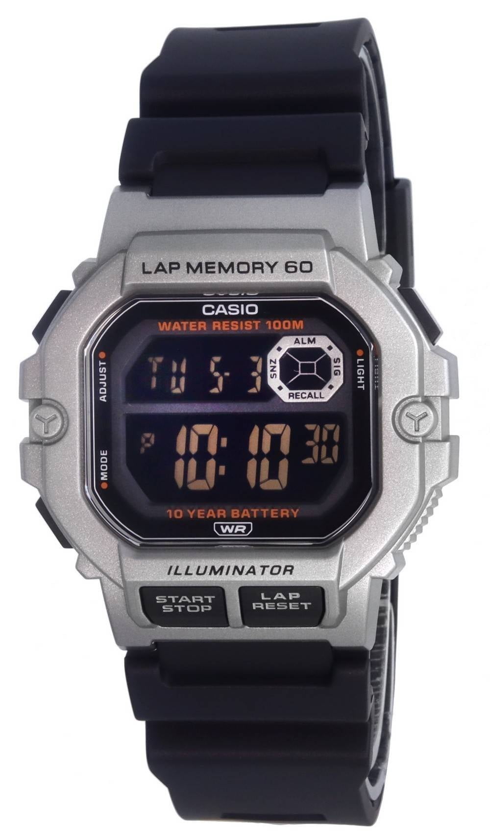 Casio Men's Sports Gear Digital Quartz 100m Silver/Black Resin Watch ...