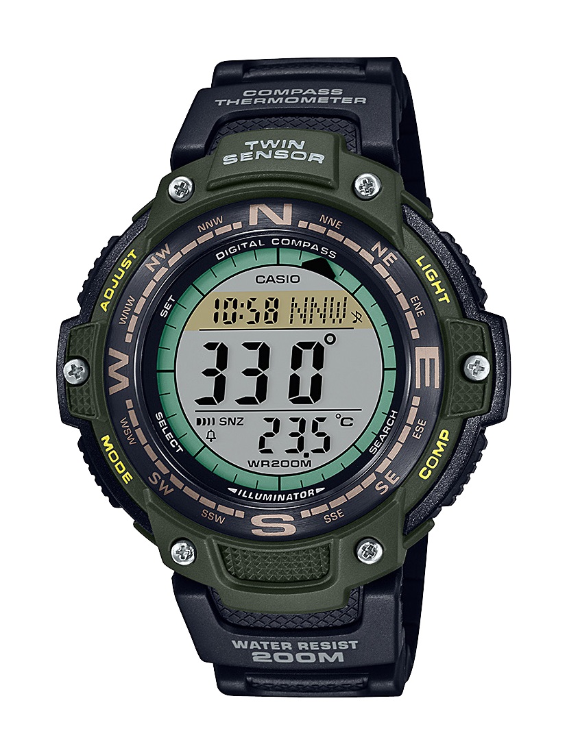 Casio Men's Twin Sensor Digital Nylon Compass Sport Watch, White ...