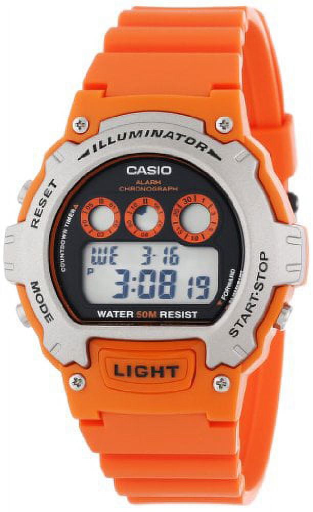 Casio Men's W-214H-4AVCF Chronograph Orange Watch - Walmart.com