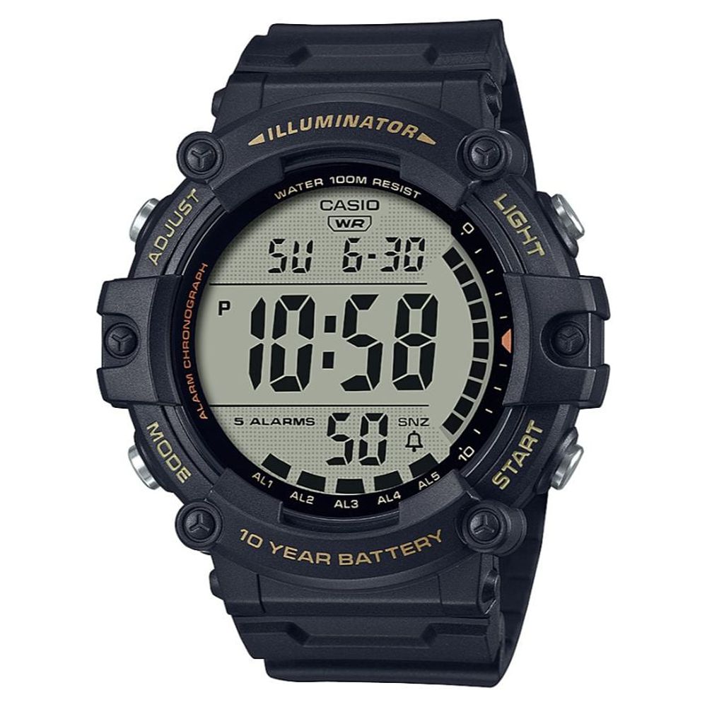Casio Men's Wide Face Black Digital Grey Resin Strap Watch - Walmart.com