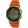 Casio Men's World Time Digital Sport Watch, Orange/Black AE1000W-4BV ...