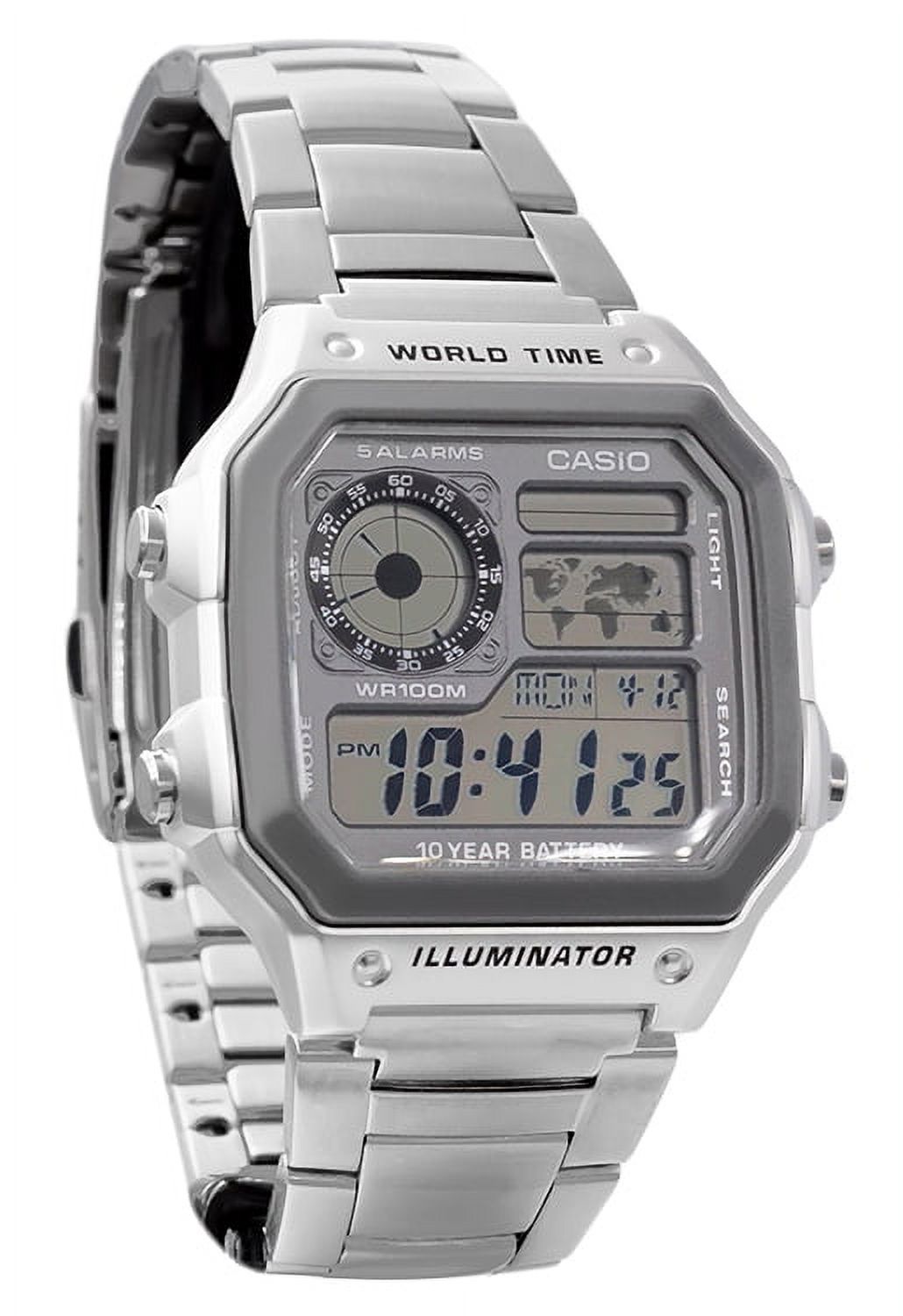 Men's World Time Watch, Stainless-Steel Bracelet - Walmart.com