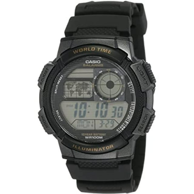 Casio Men's World Time Sport Watch with Black Resin Strap AE1000W-1AVCF - Walmart.com