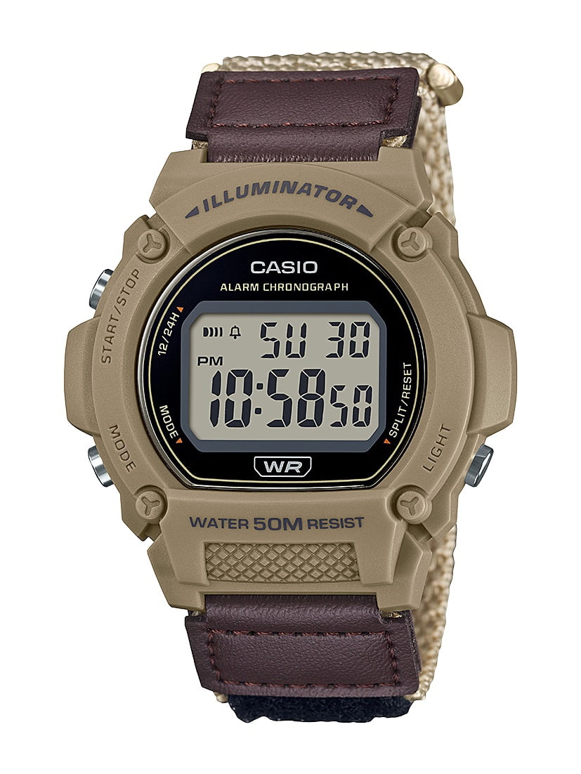 Casio Digital Water Outdoor Wristwatch, Tan Cloth Band, 50M Water ...