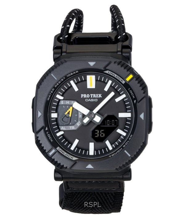 Casio Pro Trek Analog Digital Smartphone Link Fabric Strap Black Dial ...