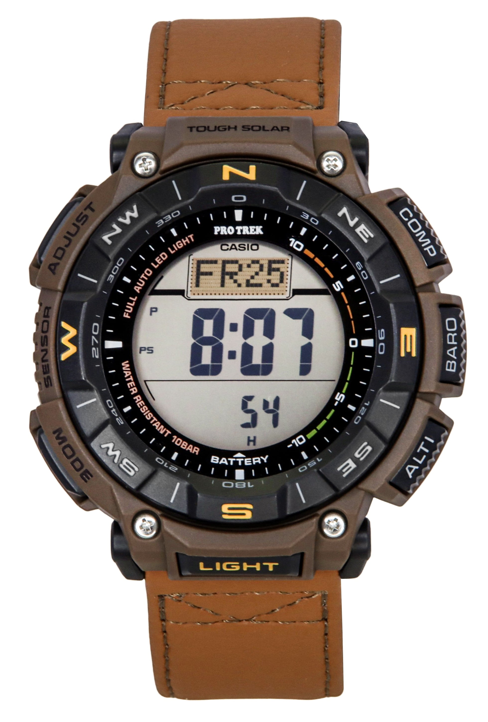Casio Pro Trek Climber Line Digital Leather Strap Solar PRG-340L-5 100M Men's Watch - Walmart.com
