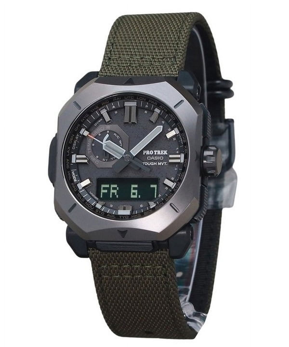 Casio ProTrek Analog Digital Green Cordura Cloth Strap Grey Dial Tough ...