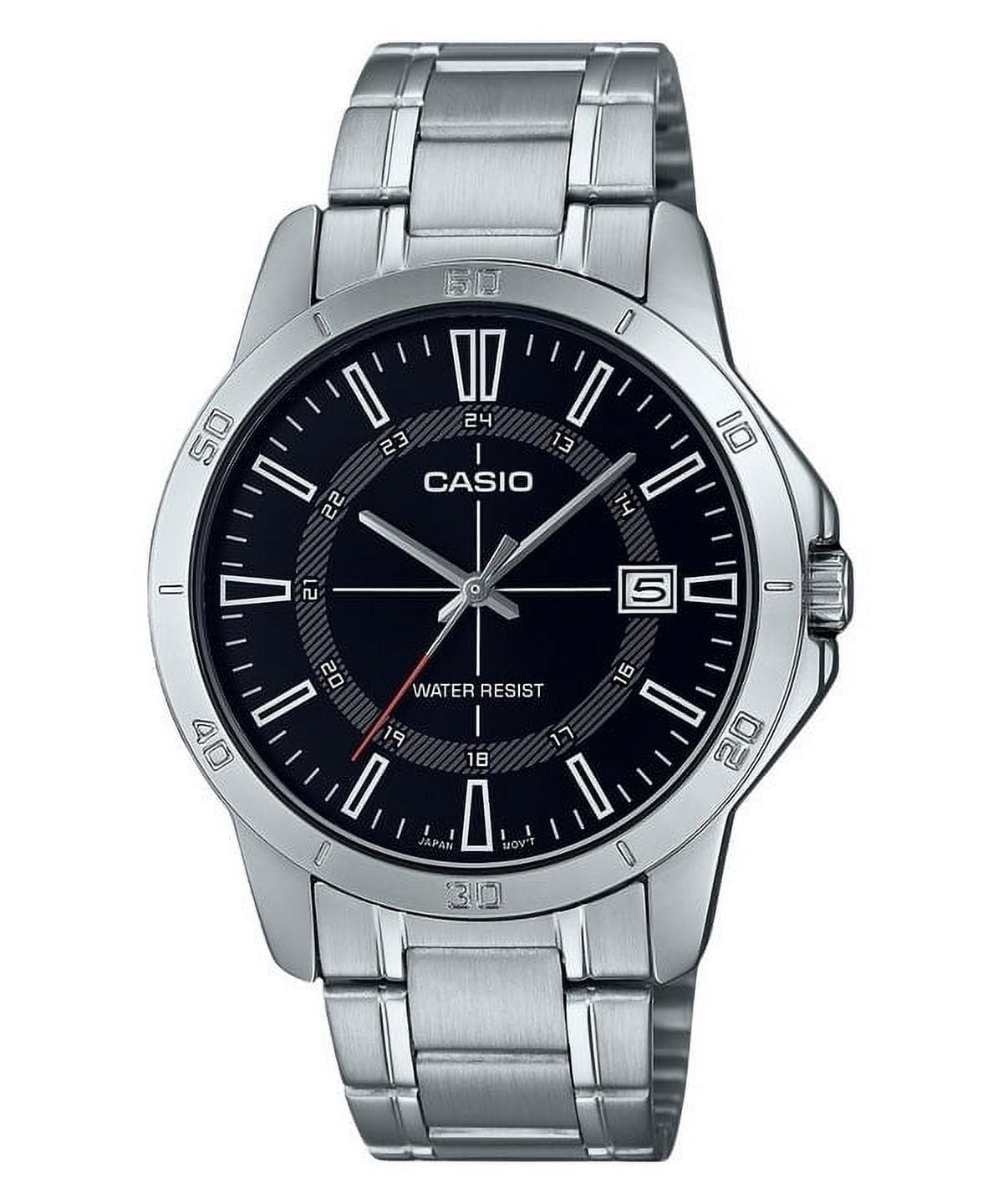 Casio Men’s Black Dial Stainless Steel Bracelet Watch - Casio MTP‑V004D ...