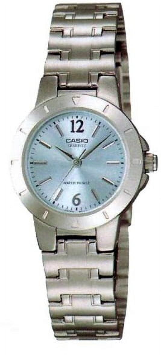 Casio Stainless Steel Ladies Blue Analog Metal Silver Watch LTP-1177A ...