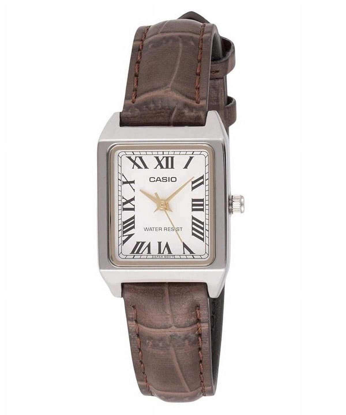 Casio Standard Analog Chrome Plated Leather Strap White Dial Quartz LTP ...