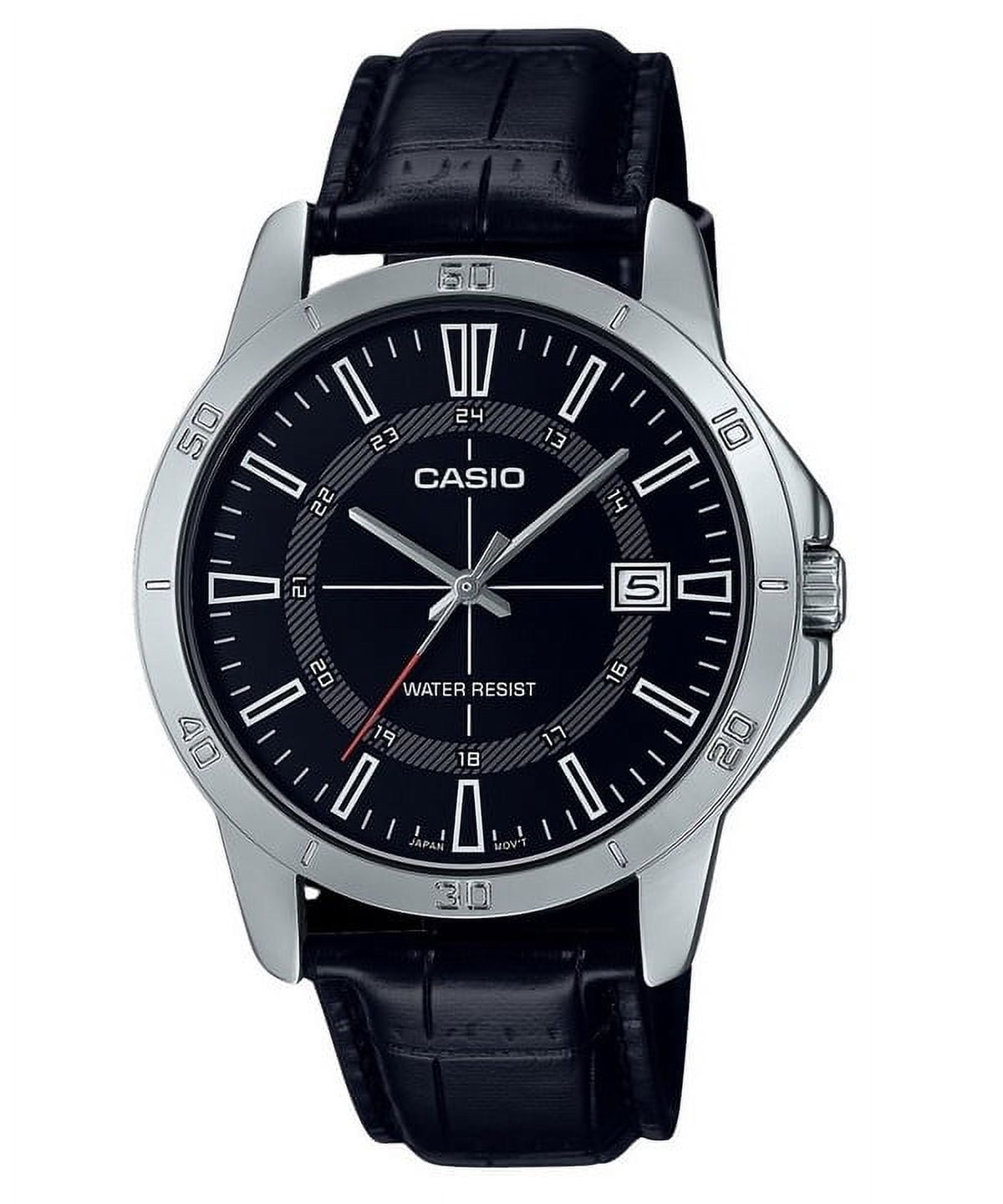 Casio Men’s Black Leather Watch with Black Dial - MTP-V004L-1CUDF - Walmart.com