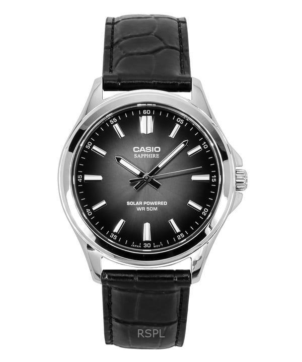 Casio Standard Analog Leather Strap Black Dial Solar MTS-RS100L-1AV Men ...