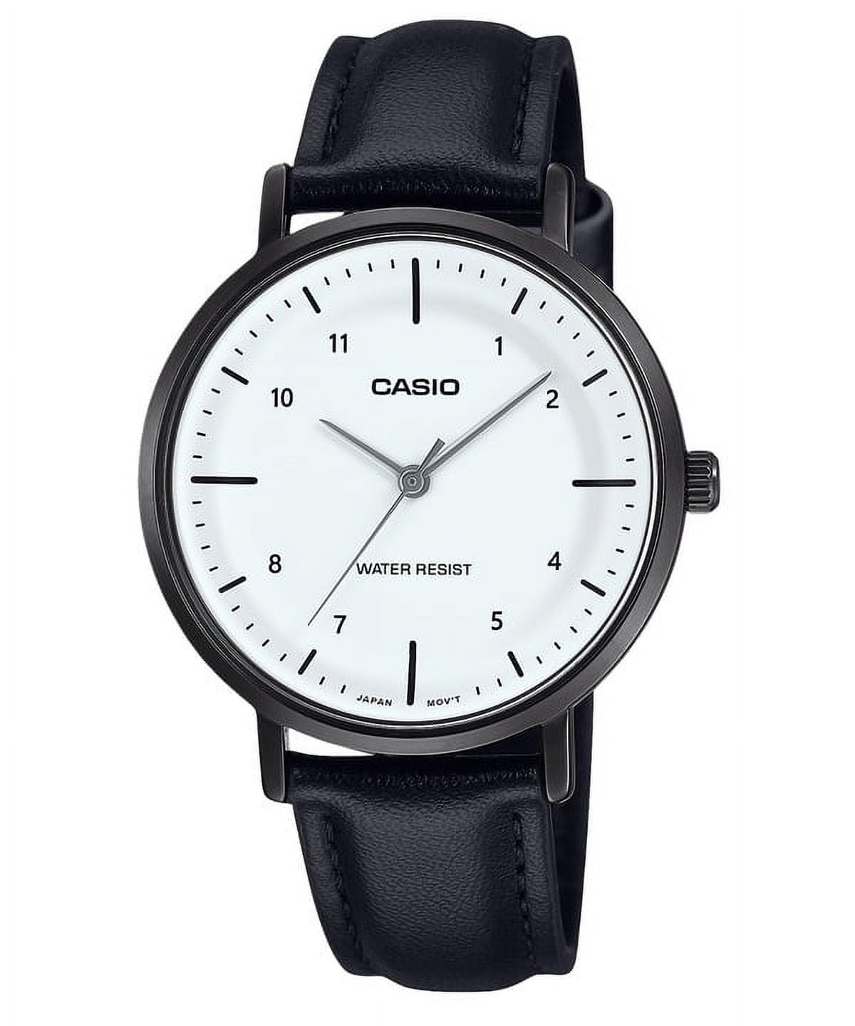 Casio Women’s Black Leather Strap White-Dial Watch - LTP-VT03BL-7BDF ...