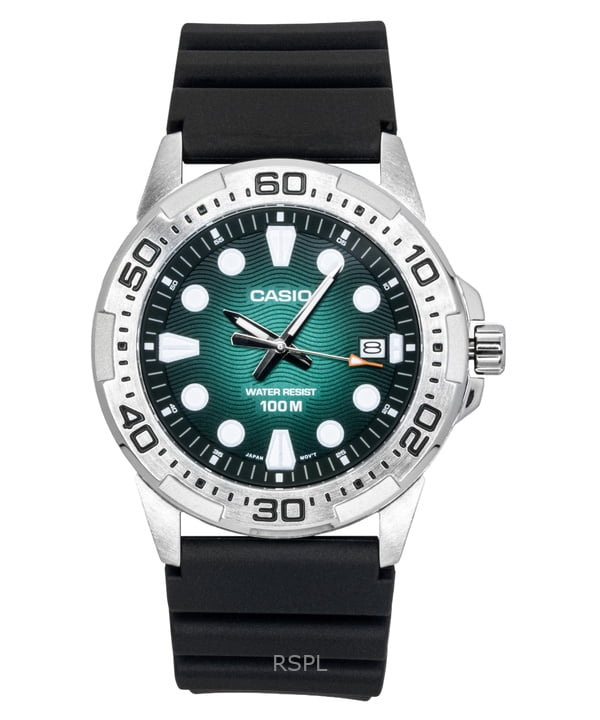 Casio Standard Analog Resin Strap Green Dial Quartz MTD-140-3AV 100M ...