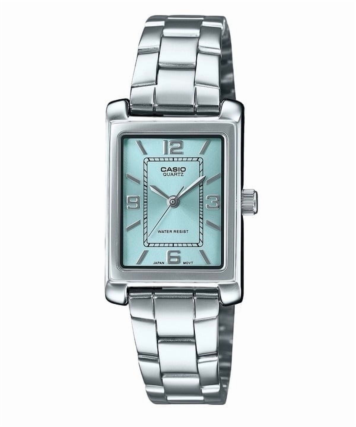 Casio Women’s Silver Analog Watch Aqua Dial Stainless Steel Bracelet ...