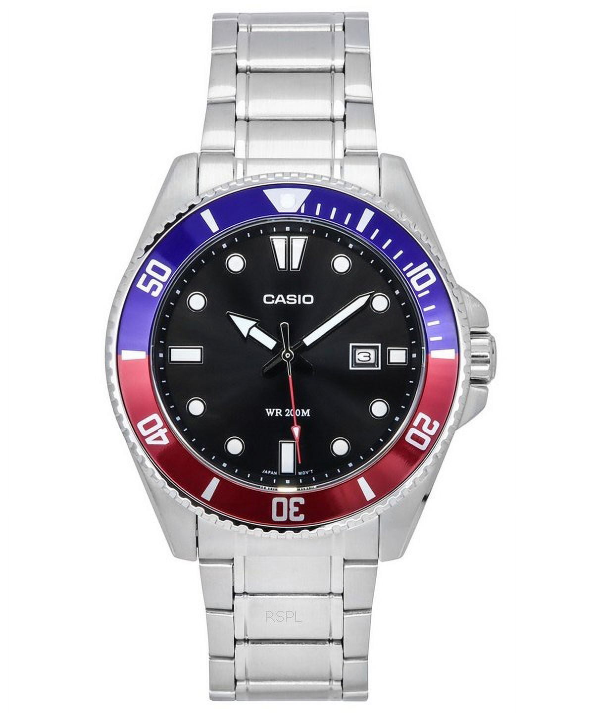 Casio Standard Analog Stainless Steel Black Dial Quartz MDV-107D-1A3 ...