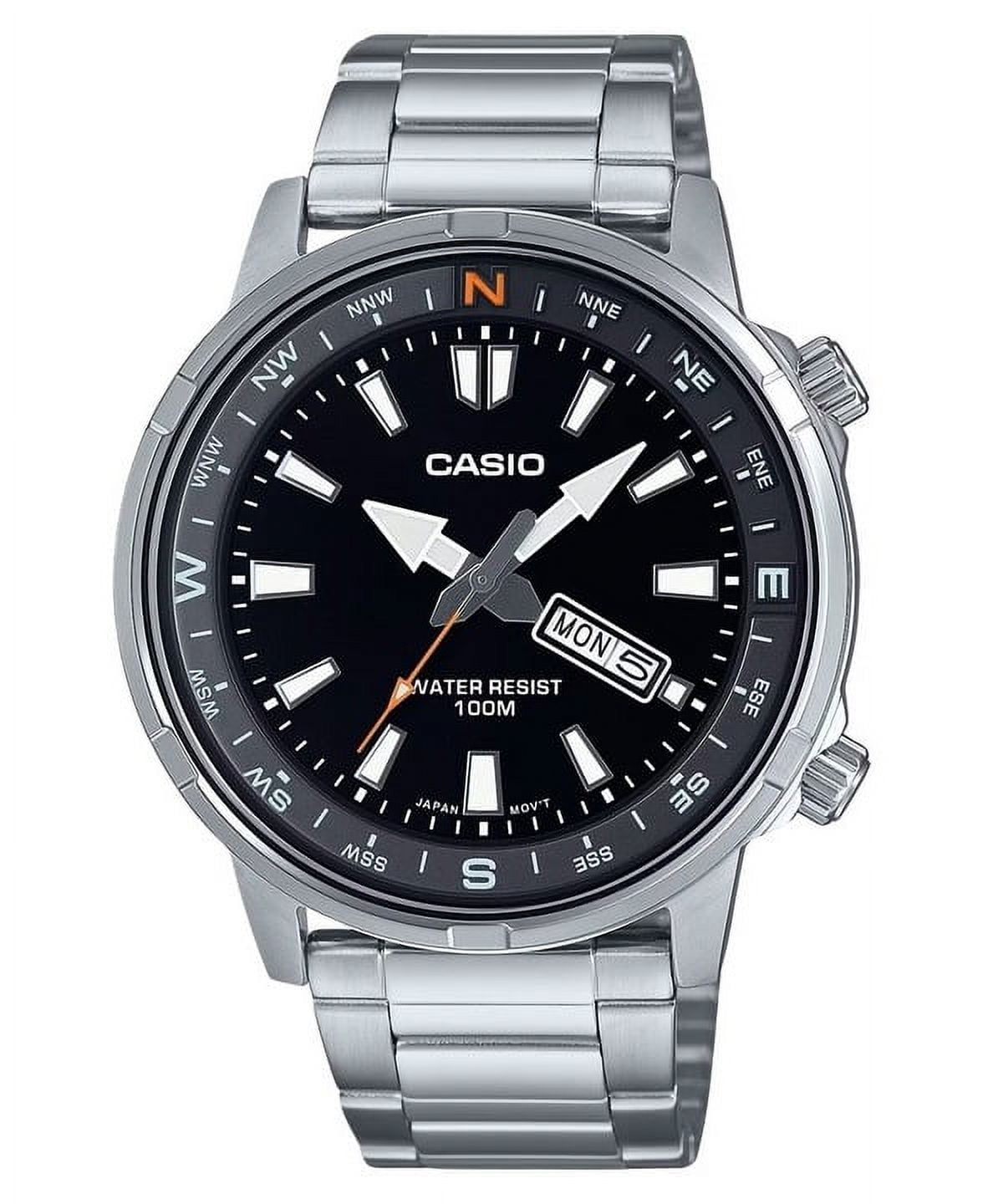Casio Analog Quartz Men's Watch with Black Dial, Stainless Steel ...