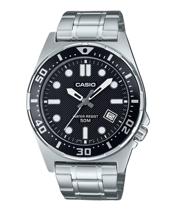 Casio Standard Analog Stainless Steel Black Dial Quartz MTD-135D-1AV ...