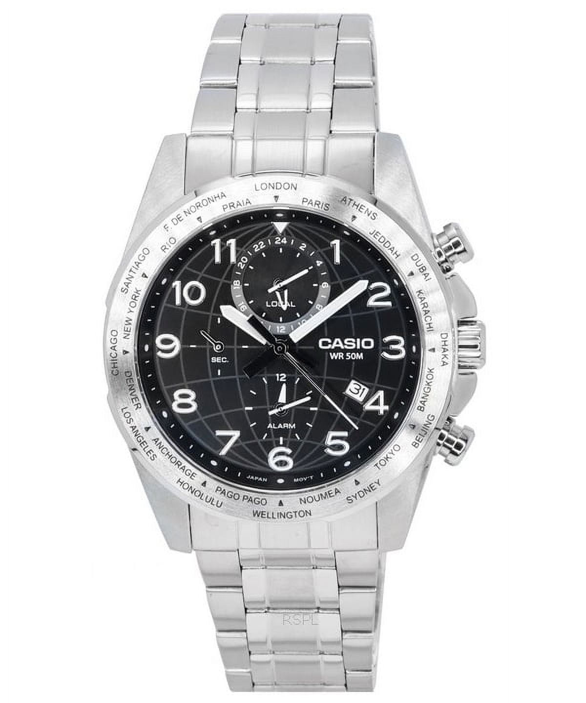 Casio Standard Analog Stainless Steel Black Dial Quartz MTP-W500D-1A ...