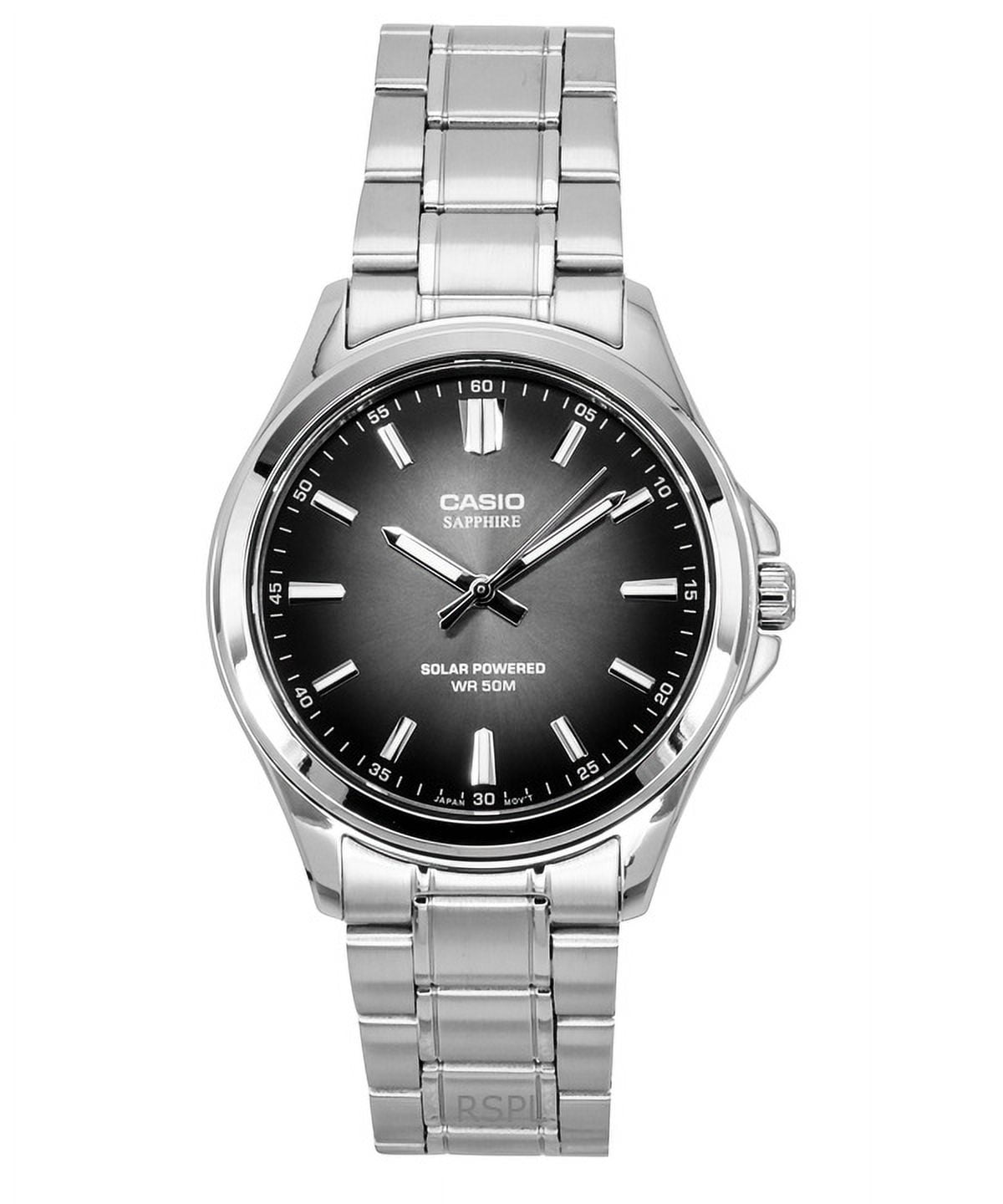 Casio Standard Analog Stainless Steel Black Dial Solar MTS-RS100D-1AV ...