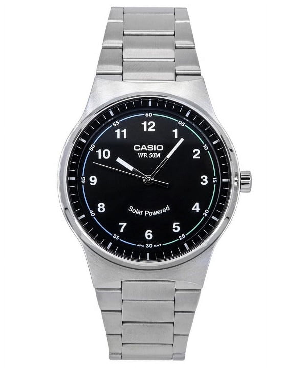 Casio Standard Analog Stainless Steel Black Dial Solar Powered MTP ...