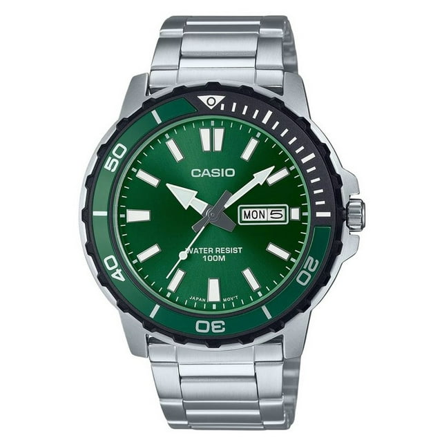 Casio Standard Analog Stainless Steel Green Dial Quartz MTD-125D-3AV ...