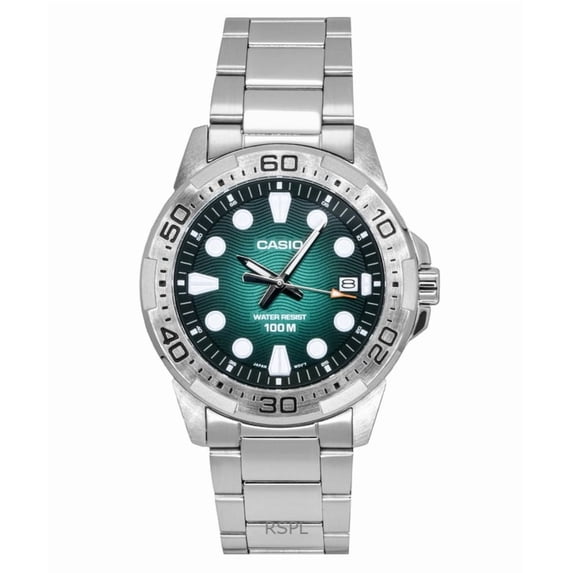 Casio Standard Analog Stainless Steel Green Dial Quartz MTD-140D-3AV ...