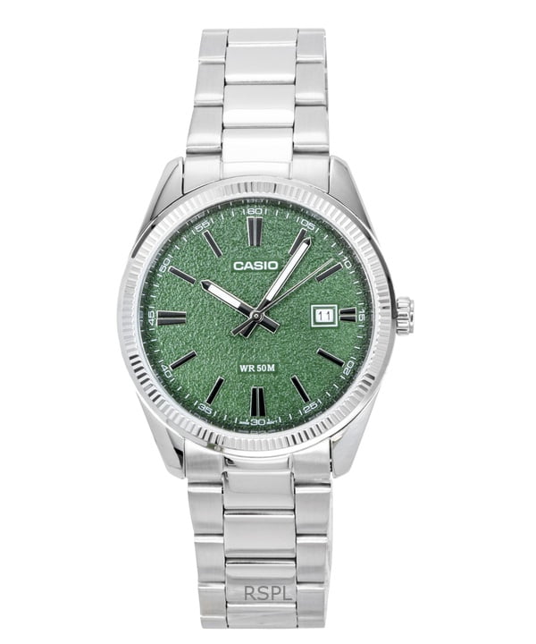 Casio Standard Analog Stainless Steel Green Dial Quartz MTP-1302DA-3AV ...