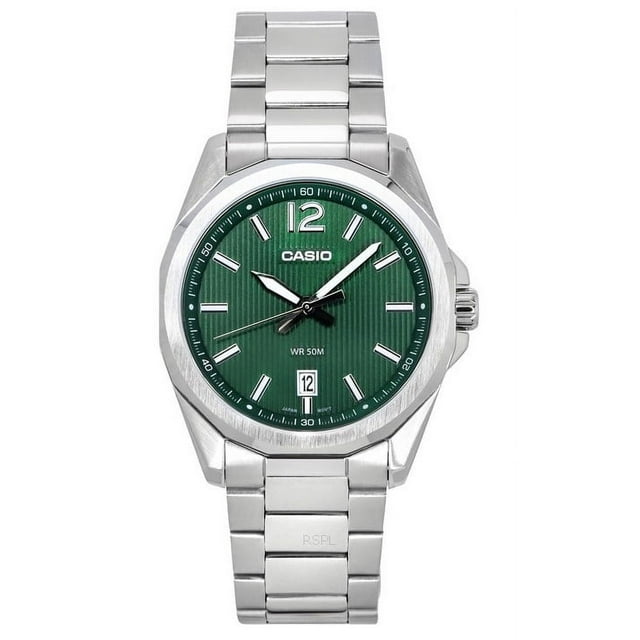 Casio Standard Analog Stainless Steel Green Dial Quartz MTP-E725D-3A ...