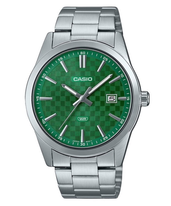 Casio Standard Analog Stainless Steel Green Dial Quartz MTP-VD03D-3A1 ...