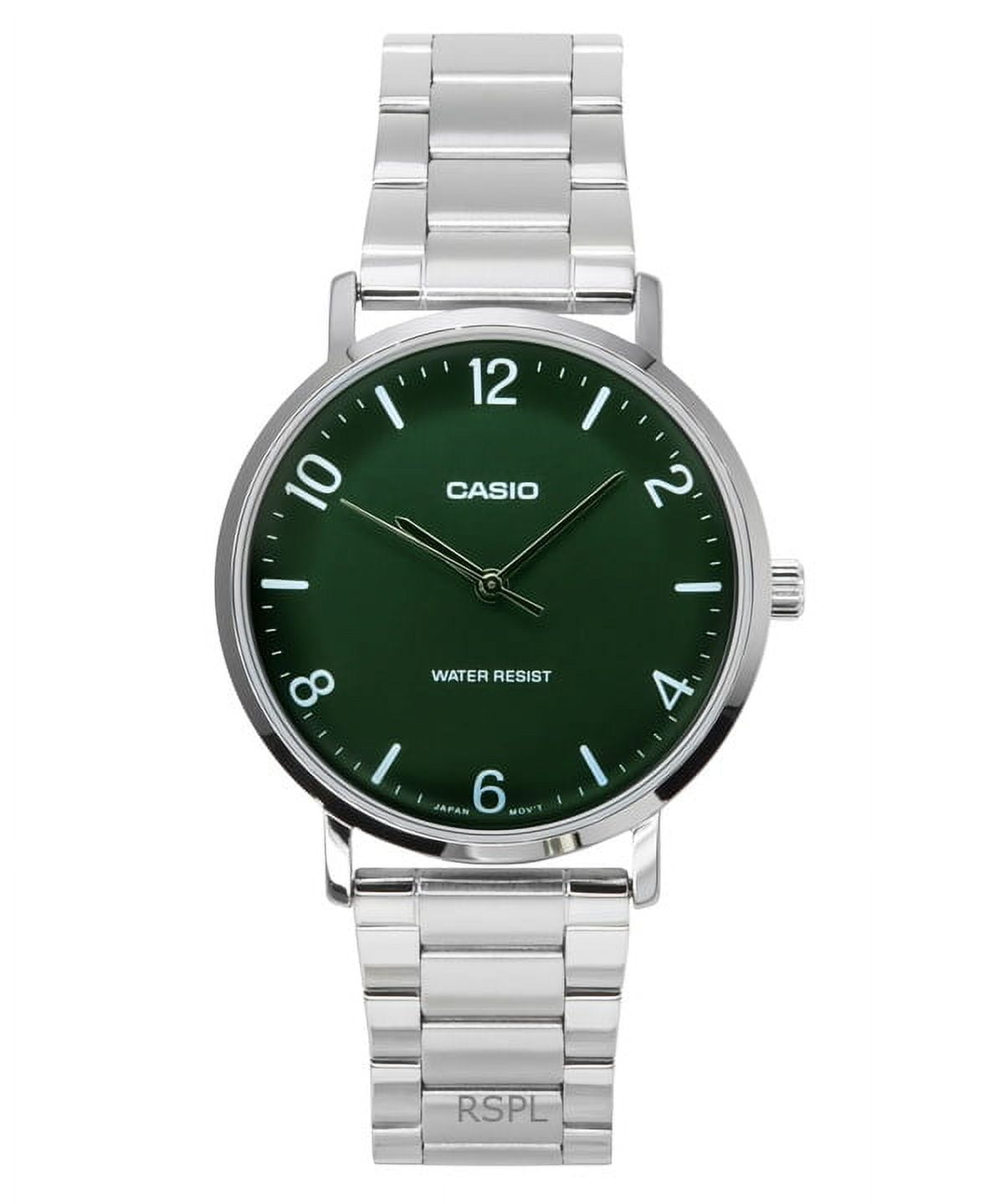 Casio Standard Analog Stainless Steel Green Dial Quartz MTP-VT03D-3B ...