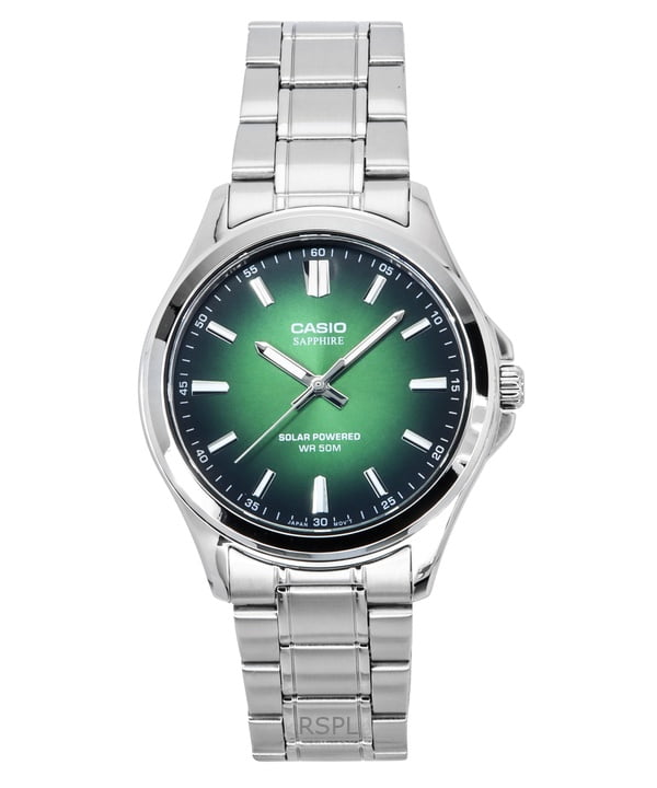 Casio Standard Analog Stainless Steel Green Dial Solar MTS-RS100D-3AV ...