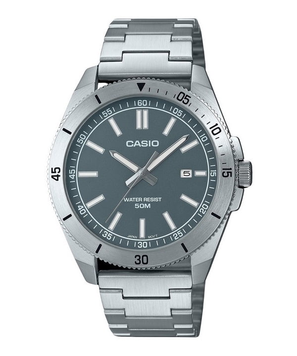 Casio Standard Analog Stainless Steel Grey Dial Quartz MTP-B155D-3EV ...