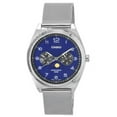 Casio Men's Watch, Stainless Steel Mesh Bracelet, Moon Phase, Blue Dial ...