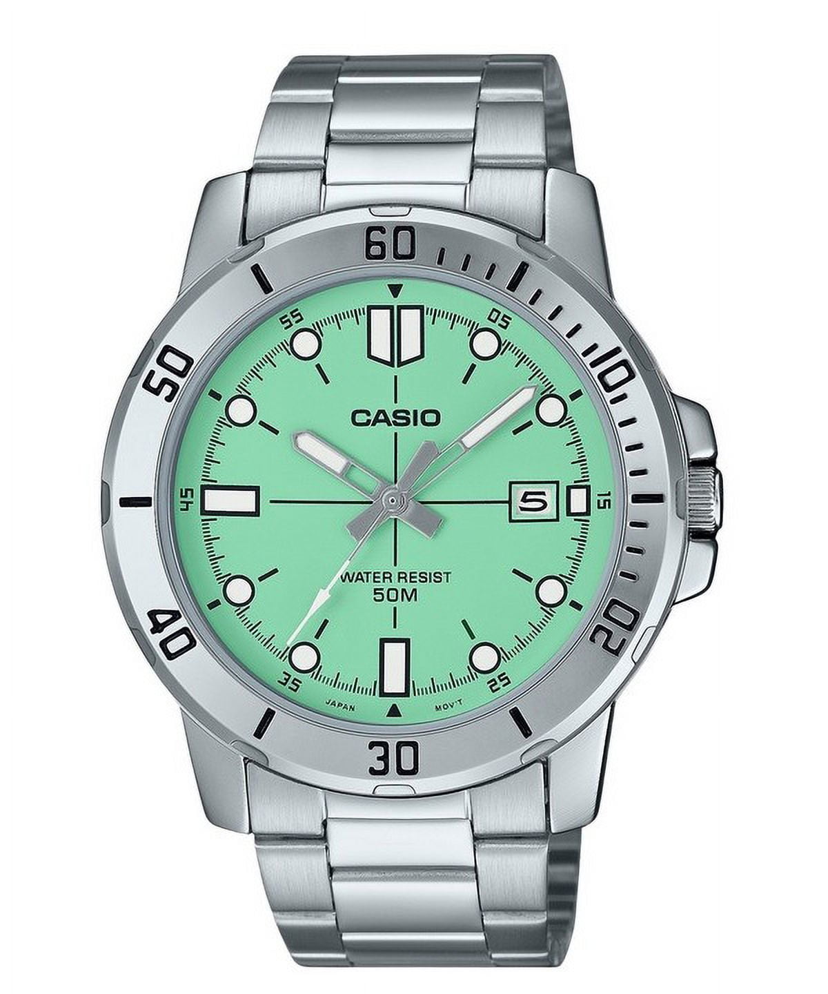 Casio Standard Analog Stainless Steel Mint Green Dial Quartz MTP-VD01D ...