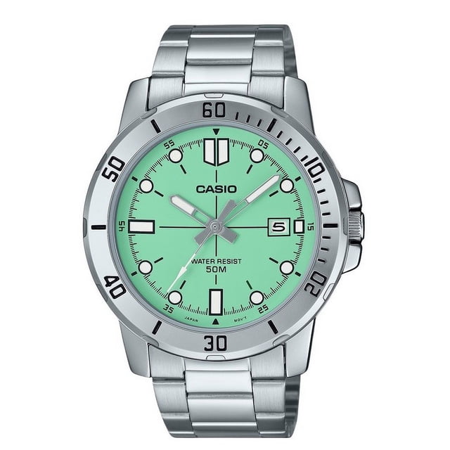 Casio Standard Analog Stainless Steel Mint Green Dial Quartz MTP-VD01D ...