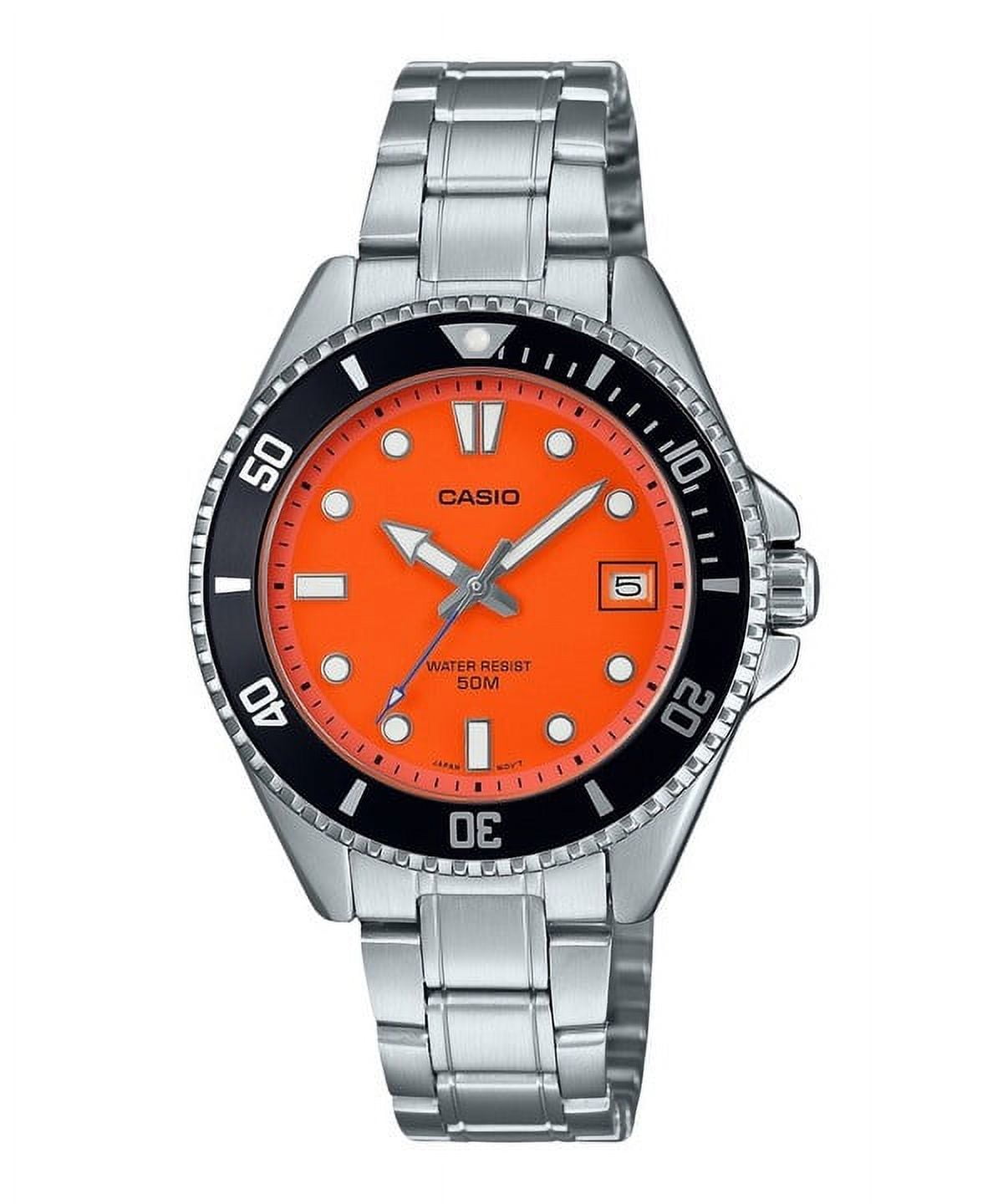 Casio Standard Analog Stainless Steel Orange Dial Quartz MDV-10D-4A1V ...
