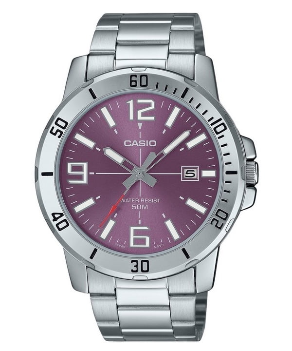 Casio Standard Analog Stainless Steel Purple Dial Quartz MTP-VD01D-6BV ...