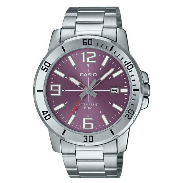Casio Standard Analog Stainless Steel Purple Dial Quartz MTP-VD01D-6BV ...