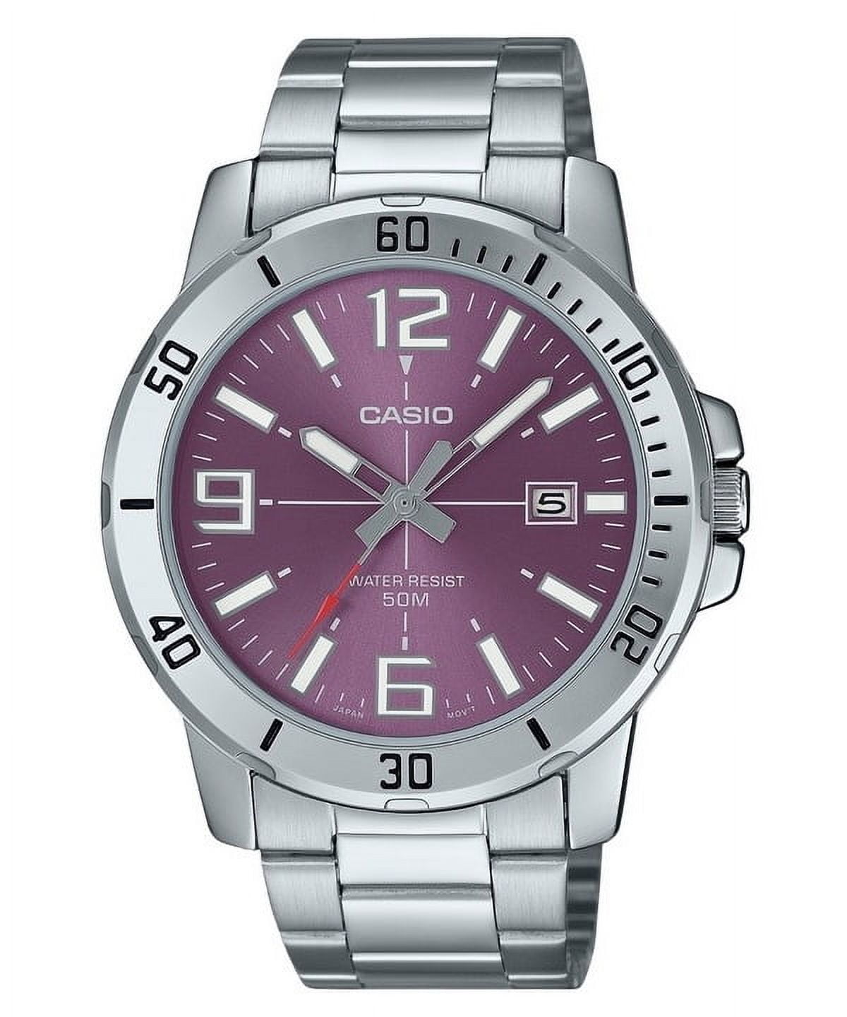 Casio Standard Analog Stainless Steel Purple Dial Quartz MTP-VD01D-6BV ...