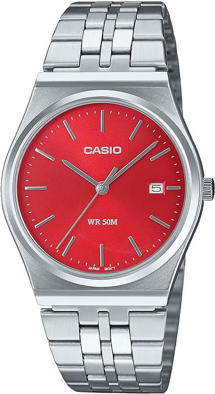 Casio Standard Analog Stainless Steel Red Dial Quartz MTP-B145D-4A2V ...