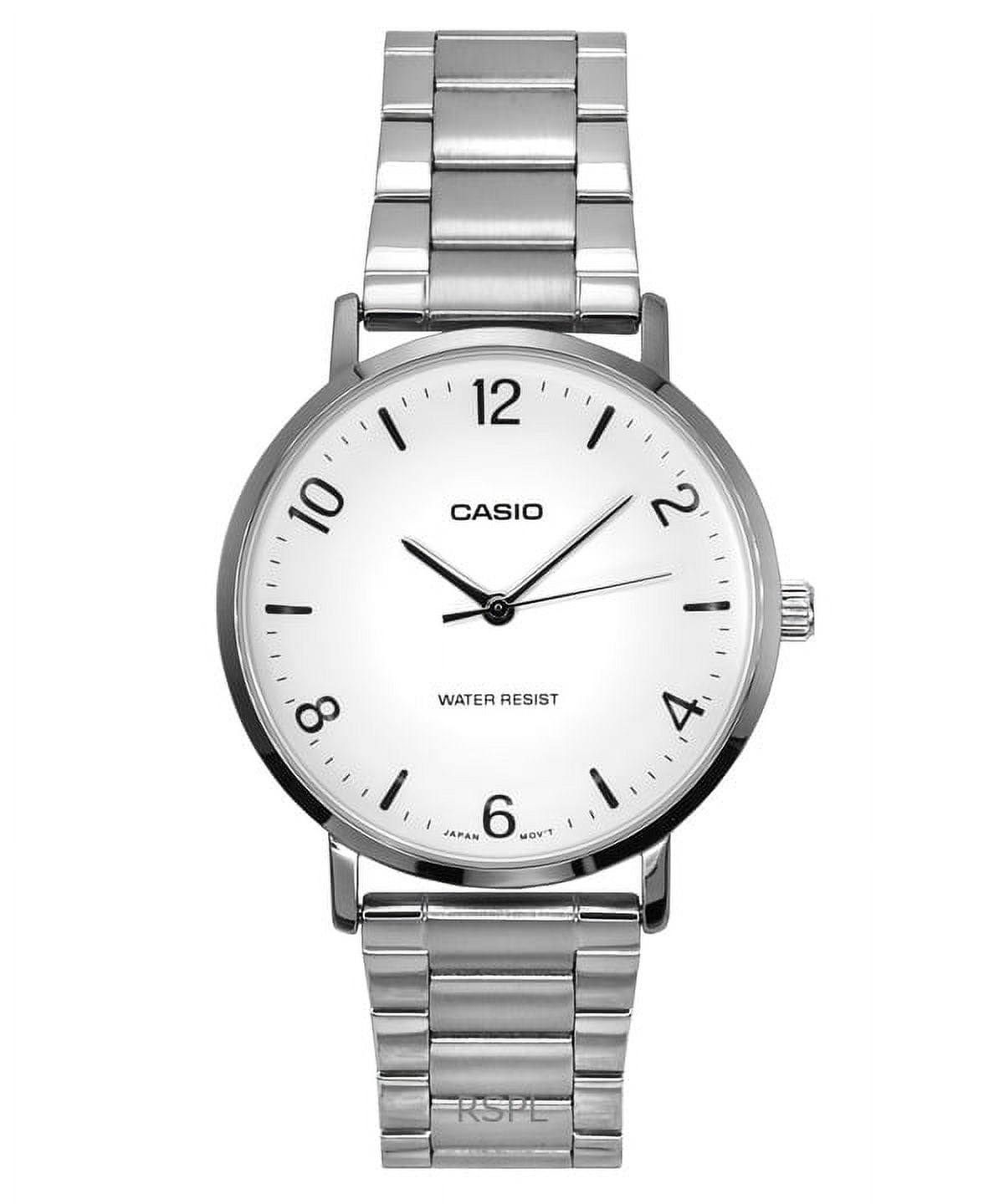 Casio Standard Analog Stainless Steel White Dial Quartz MTP-VT03D-7B ...
