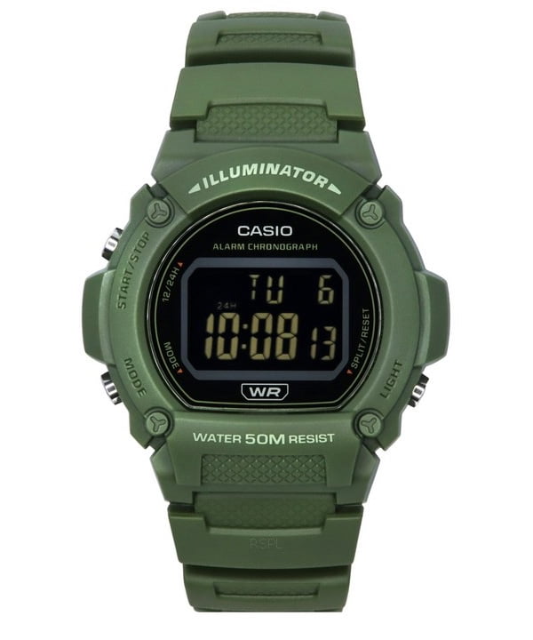 Casio Standard Illuminator Digital Green Resin Strap Quartz W-219HC-3B ...